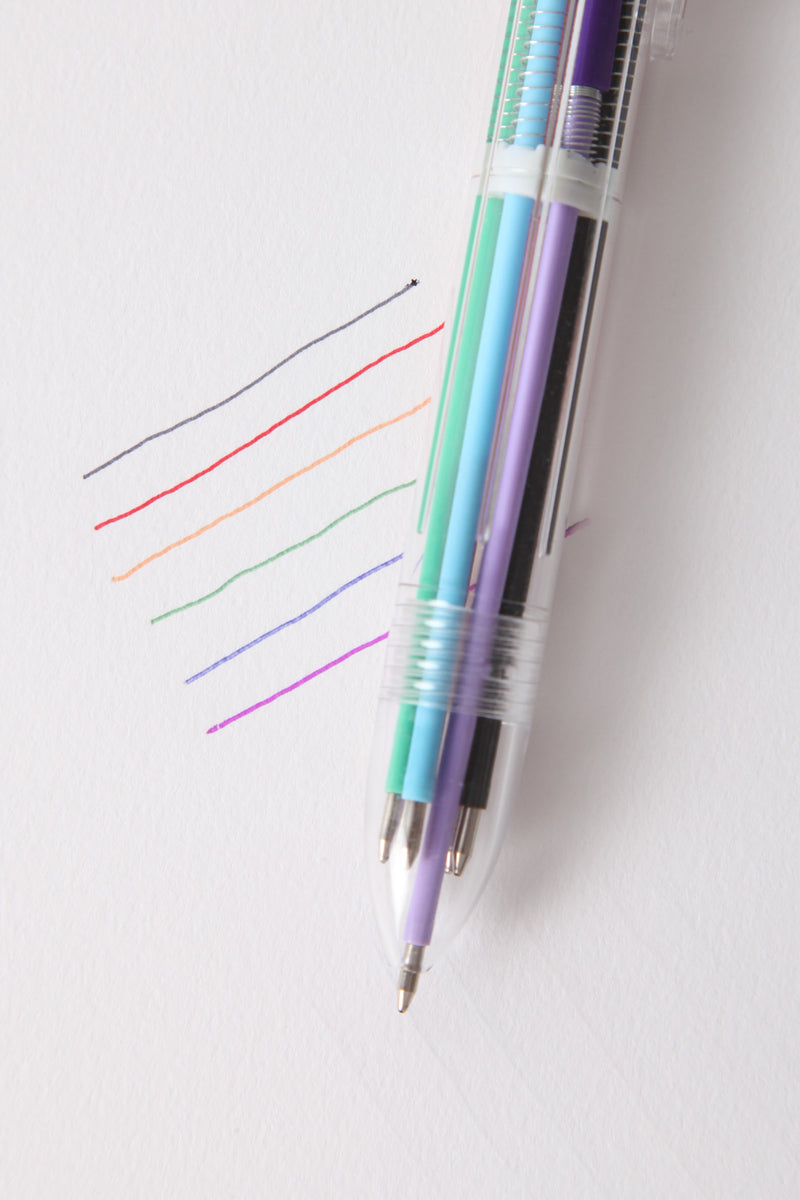 Multi-Color 6-in-1 Retractable Ballpoint Pens – Gravel & Gold