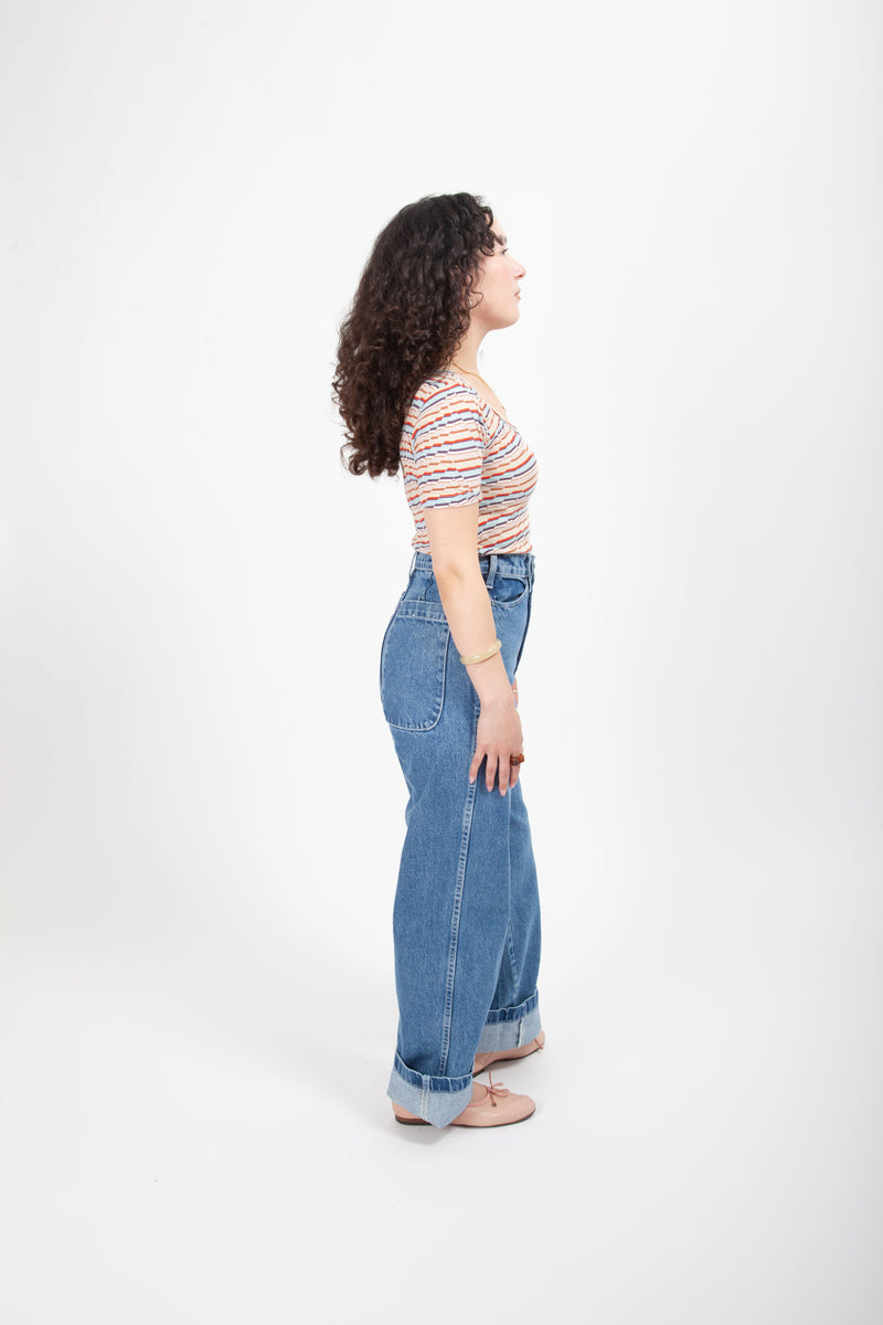 Darcy Tee - Ripple Stripe – Gravel & Gold